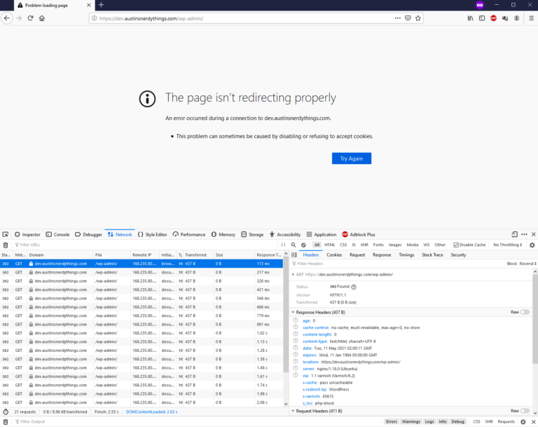 Fixing A Nginx Wordpress 302 Redirect Loop Austin S Nerdy Things